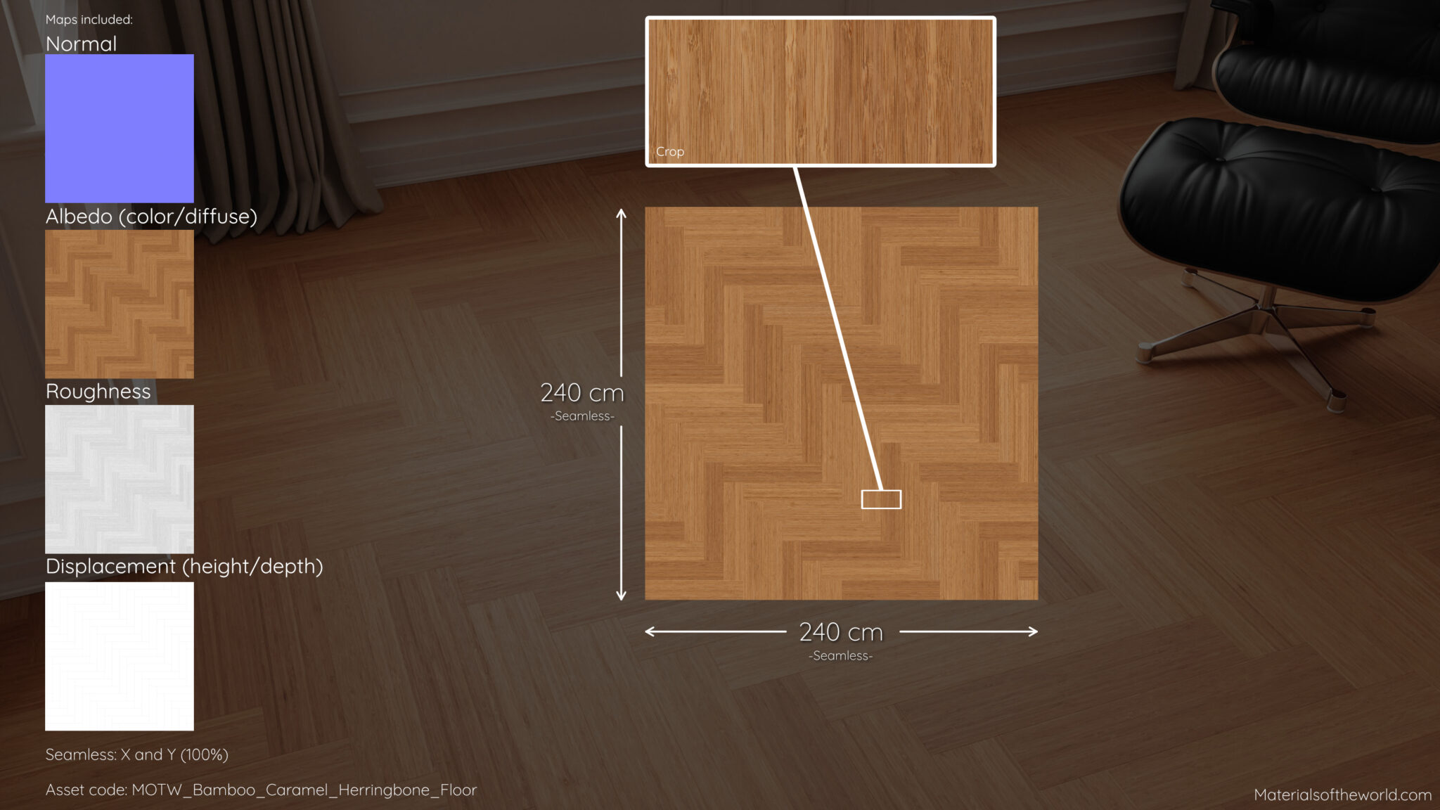 Seamless Bamboo Wood Herringbone Floor Texture | Materials of the World